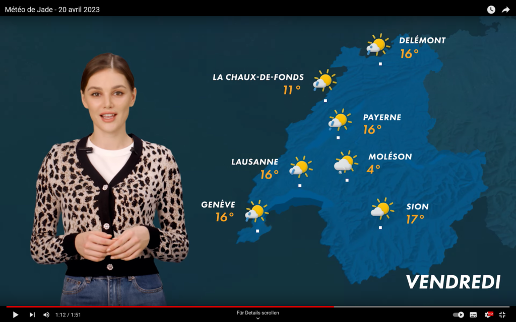 Der Avatar Jade als Wettermoderatorin